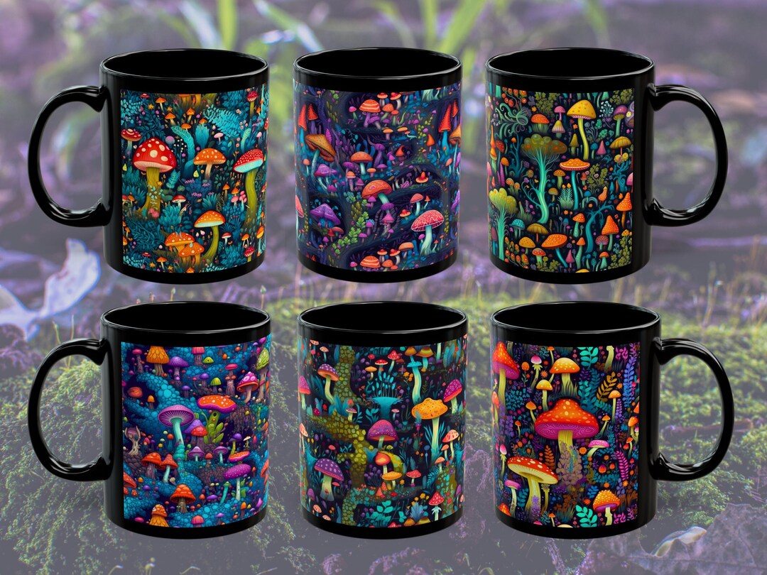 Magic Mushroom Mug, Whimsy Coffee Cup, Vibrant Tea Cup, Toadstool Decor ...