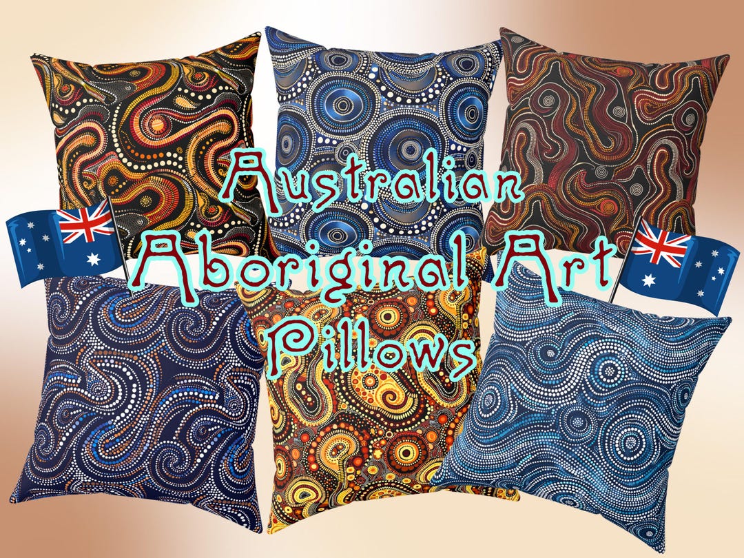 Aboriginal Art Pillow, Vibrant Indigenous Art Cushion, Australian ...