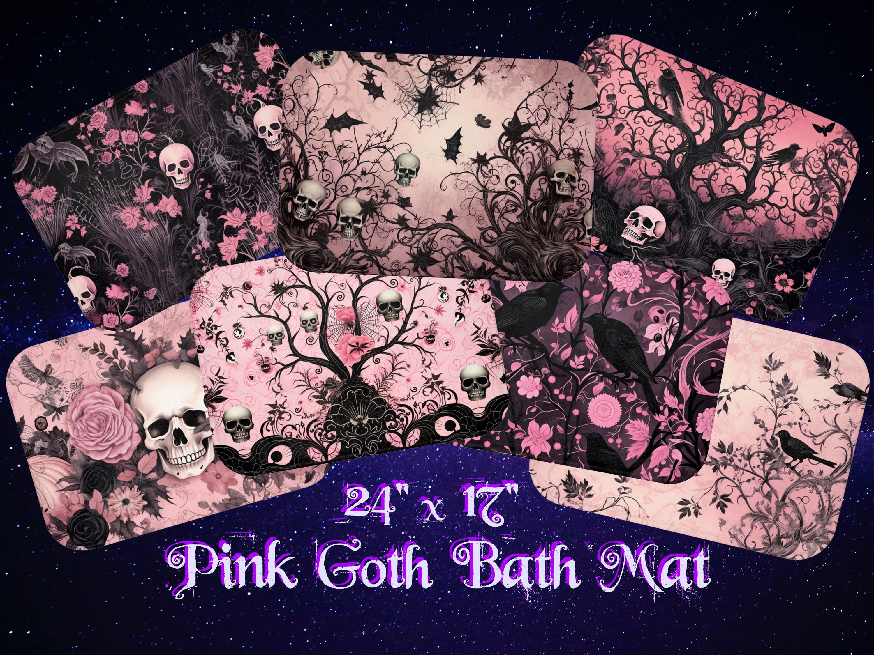 Pink Goth Bath Mat, Creepy Cute Home Decor, Gothic Macabre Bath Rug ...