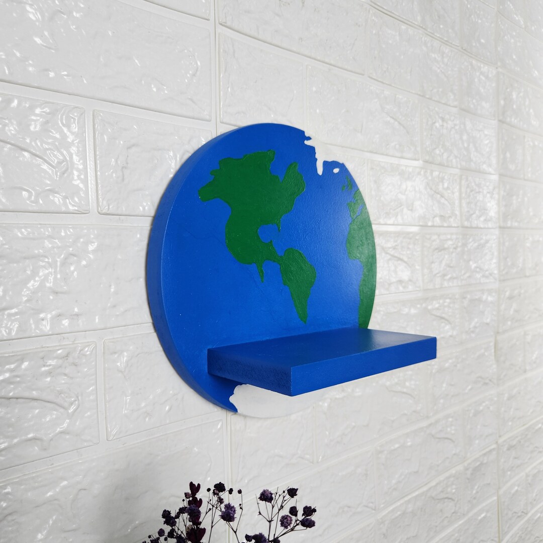 World Map Hanging Shelf: Nursery, Bedroom, Living Room Decor - Etsy