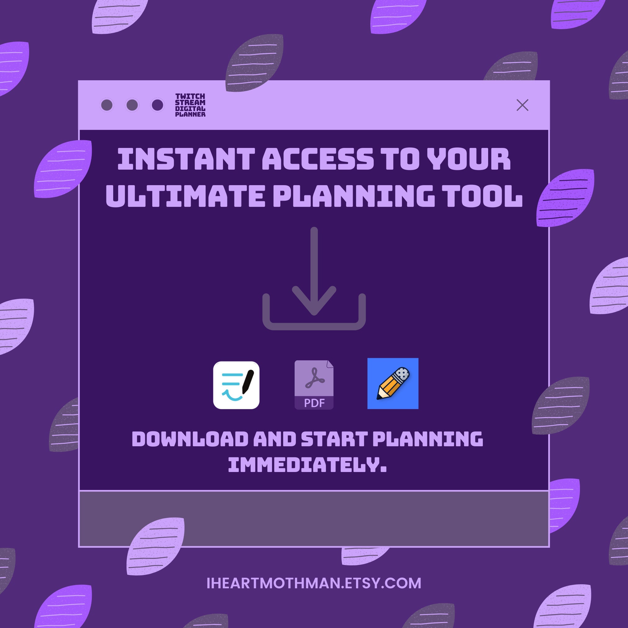 Ultimate Twitch Stream Digital Planner Template | Purple Neon Aesthetic ... Ultimate Twitch Stream Digital Planner Template | Purple Neon Aesthetic ...
