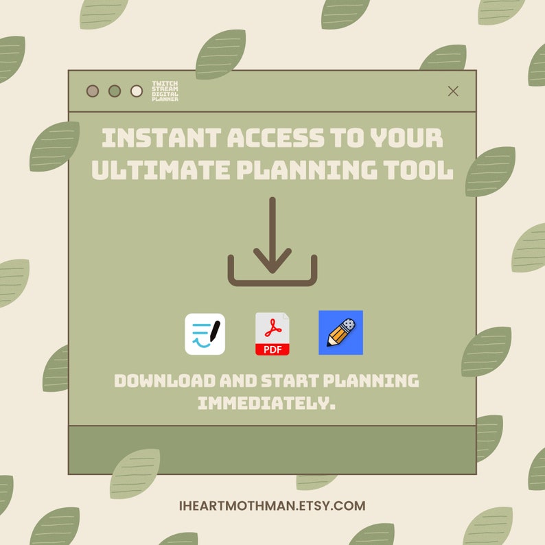 Ultimate Twitch Stream Digital Planner Template | Green Aesthetic ...