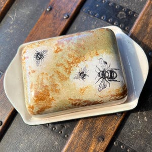 Ready to Ship Bumblebee Bees Pottery Large Butter Dish Rustic Pottery ...