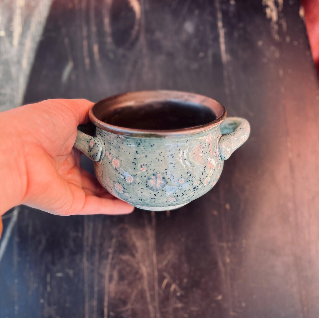 Blue Small Snack Bowl Cauldron Pottery Ice Cream Chili Rice Soup Dip ...