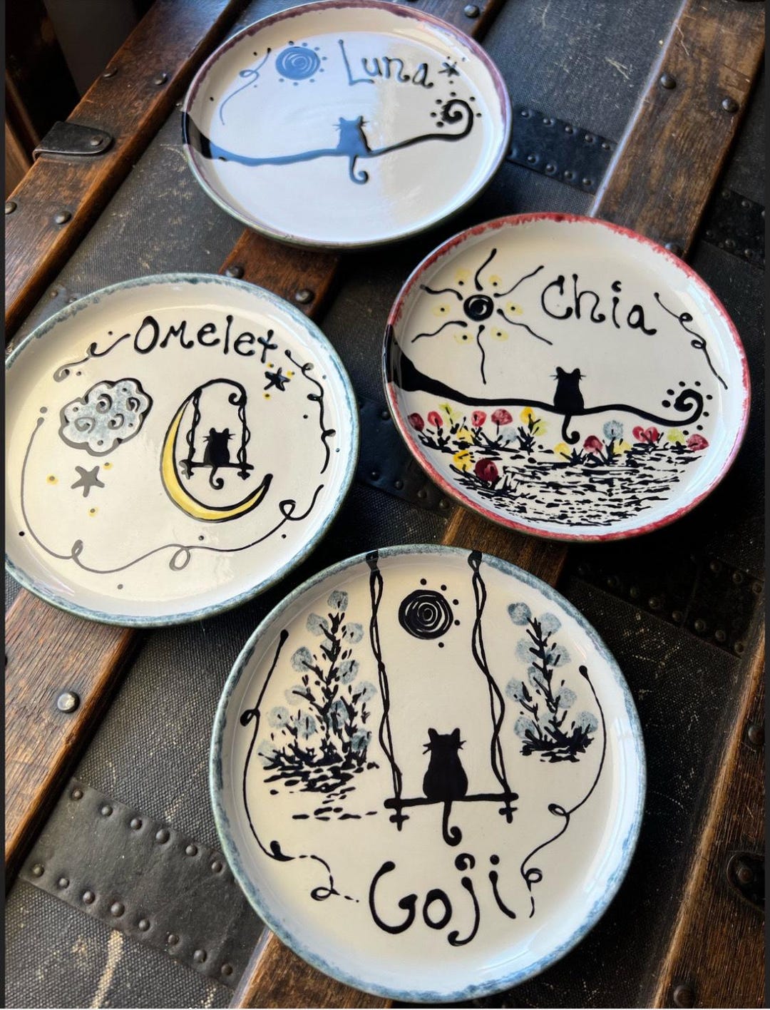 Ceramic Pottery Custom Cat Dish Shallow Saucer Bowl Personalized 11 ...