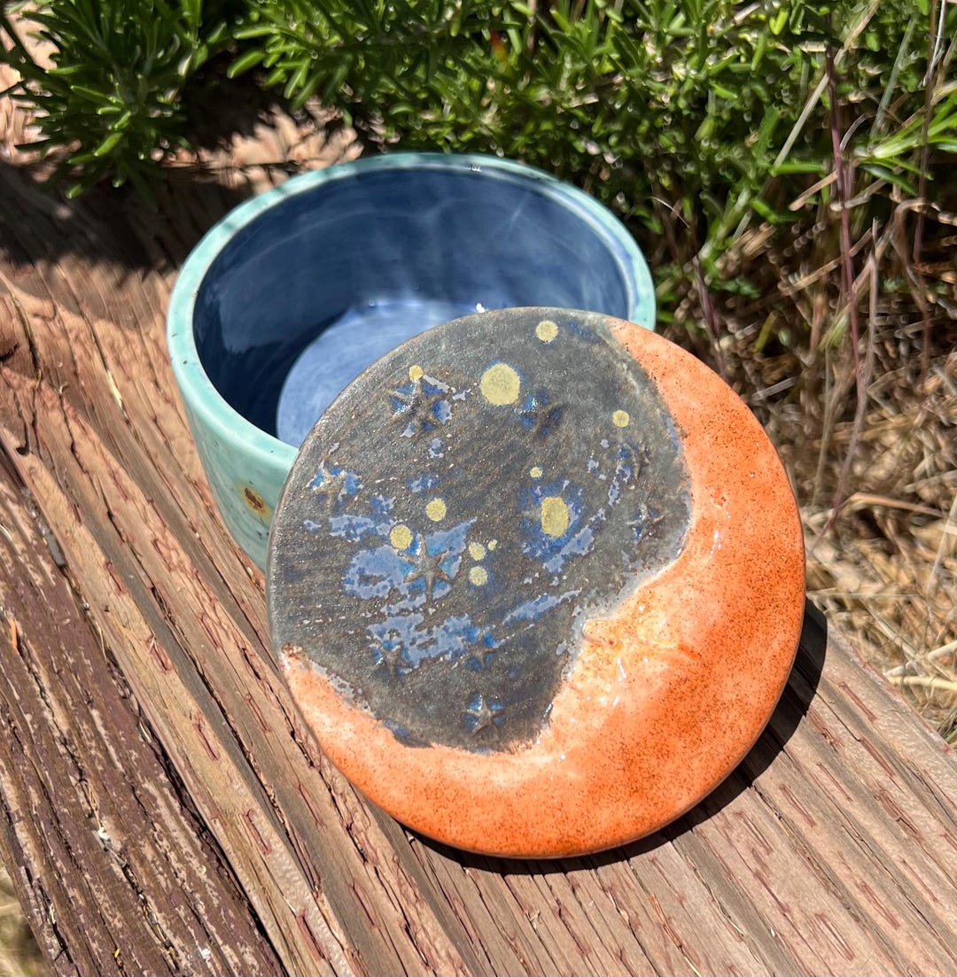 Celestial Container Ceramic Pottery Moon Among Stars - Etsy