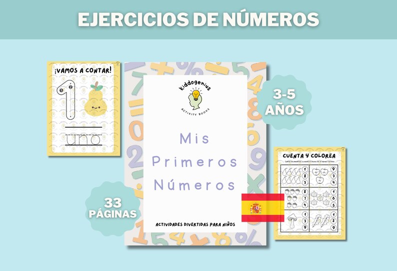 Mis Primeros Números: Libro De Actividades Para Niños. Set 33 Páginas ...