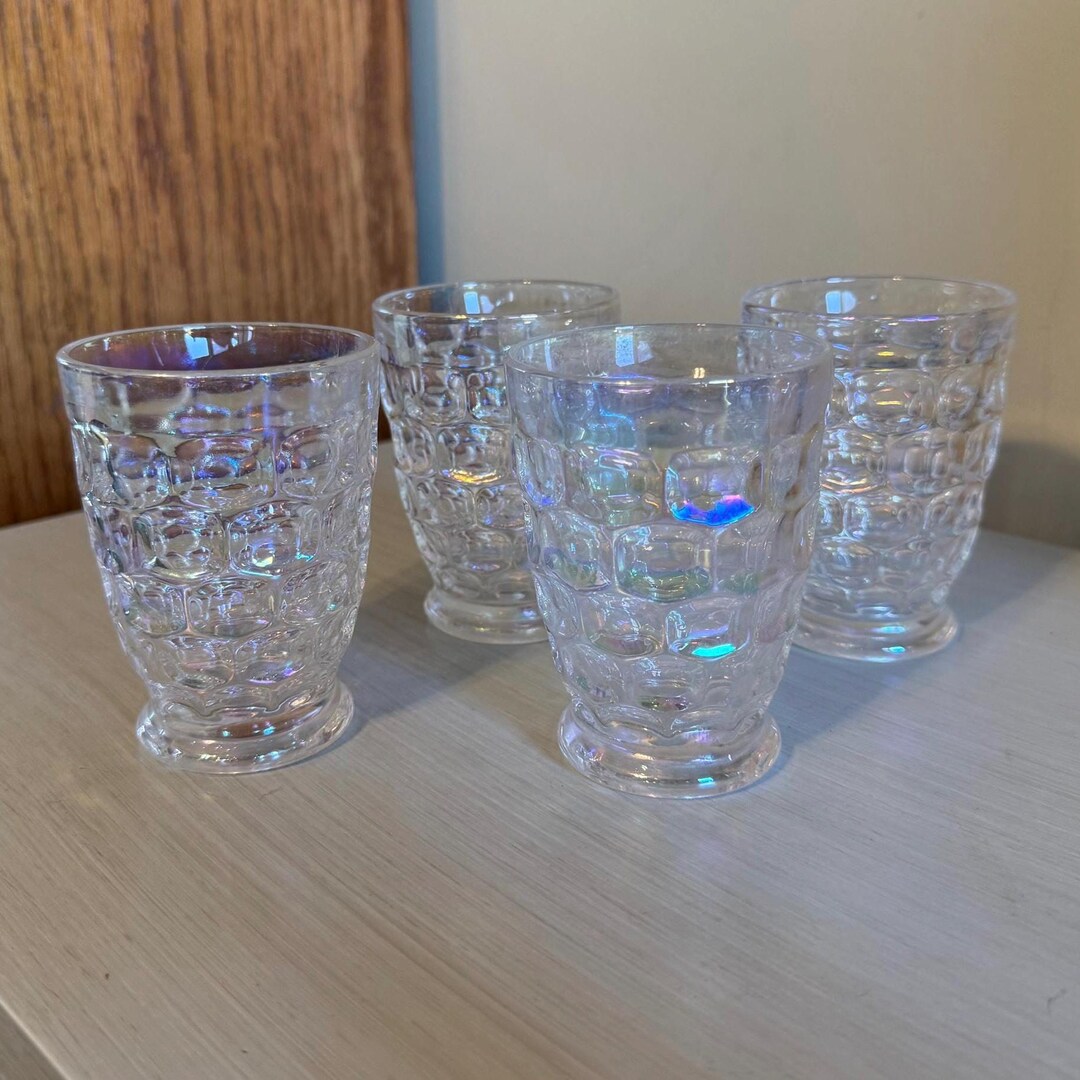 Vintage Iridescent Colonial by Federal Glass | Set of 4 | 6 Oz Flat ...