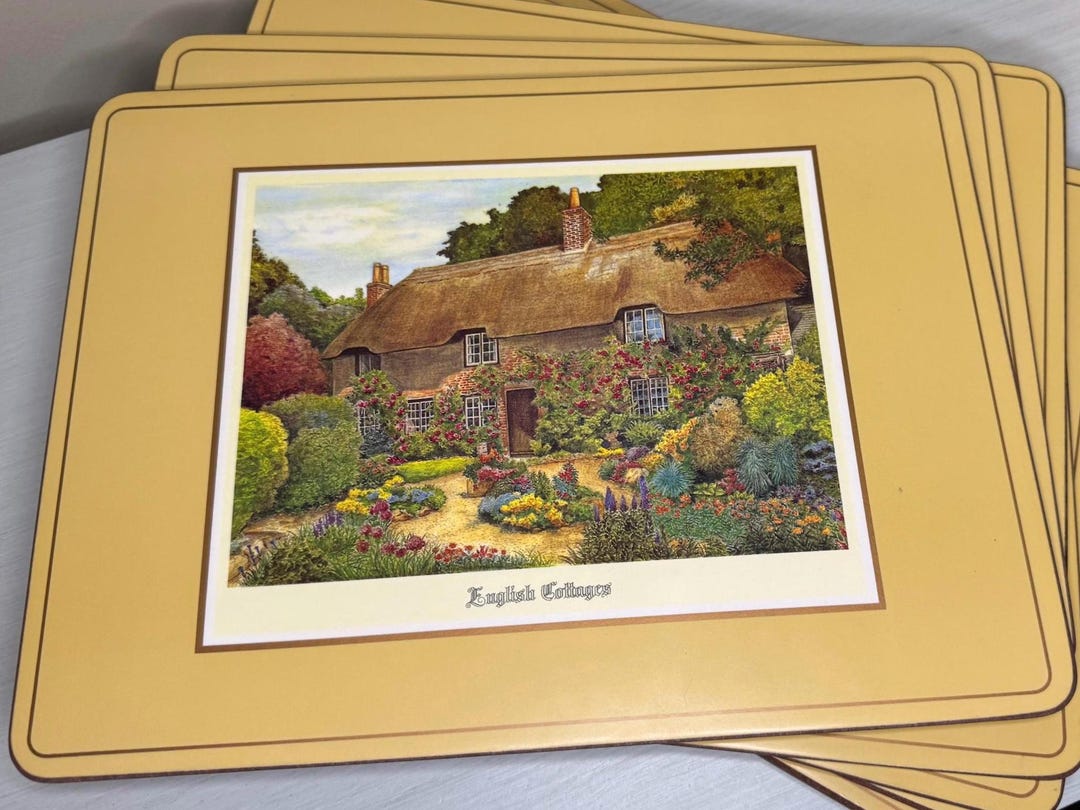 Set of 6 Vintage English Cottage Placemats + 1 Matching Serving Mat ...
