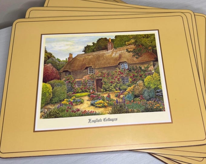 Set of 6 Vintage English Cottage Placemats + 1 Matching Serving Mat ...