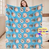 Custom Pet Face Blanket,pet Photo Blanket,personalized Funny Gift for ...