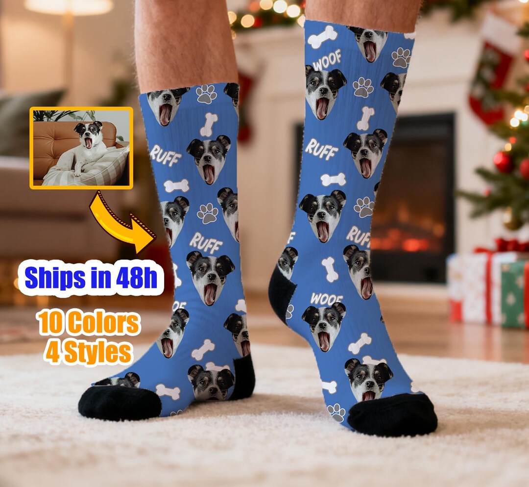 Custom Funny Dog Socks With Face, Personalized Pet Face Socks, Custom ...