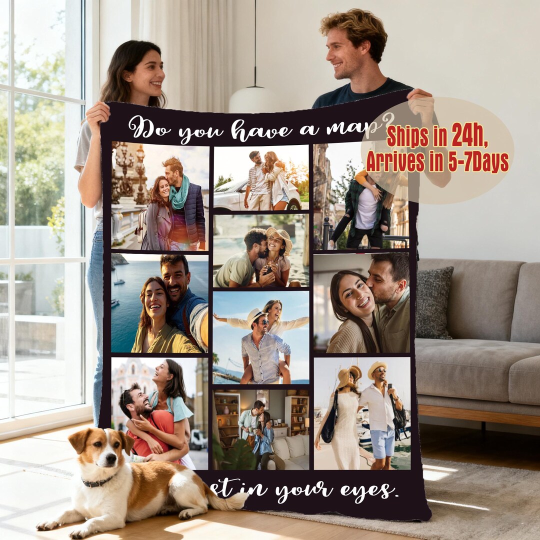 Customized Photo Blankets With Text for Adults, Custom Photo Collage ...