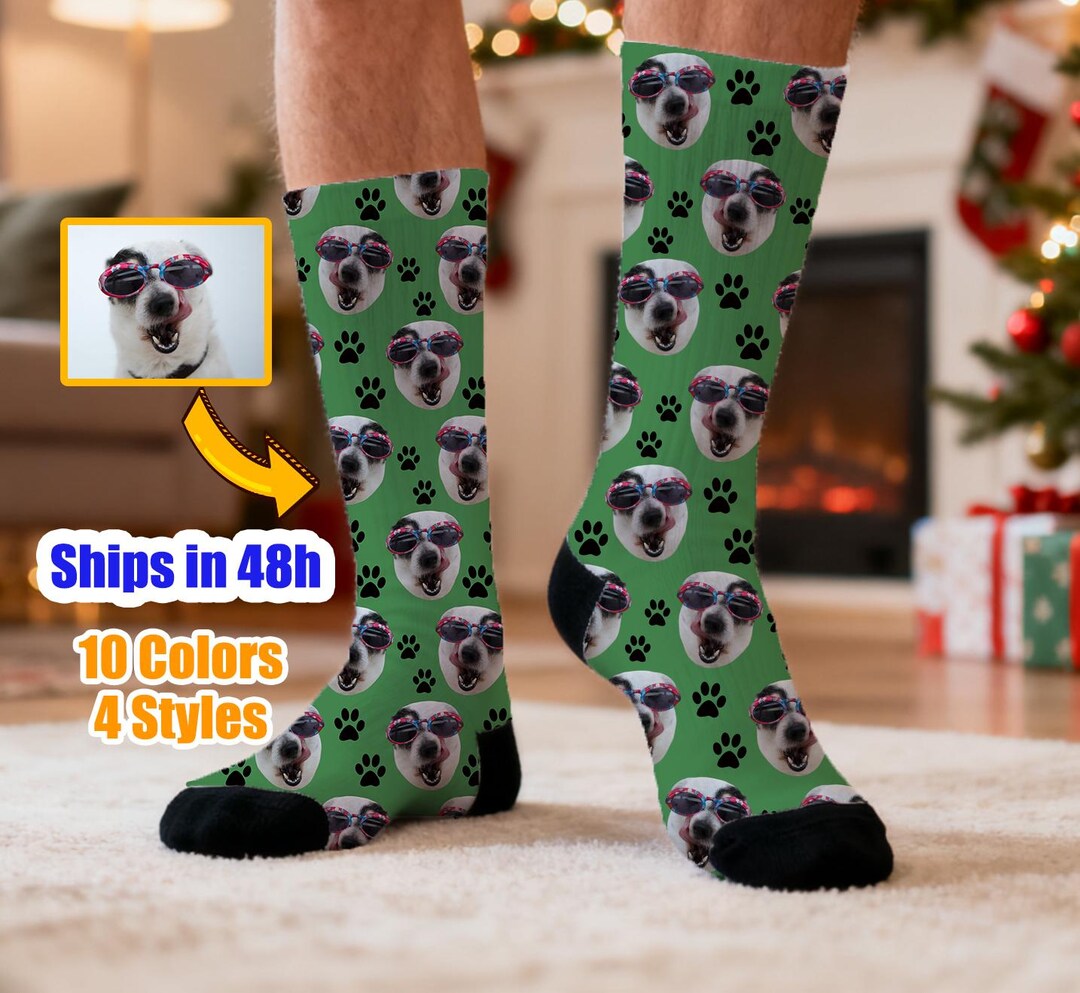 Custom Dog Paw Socks With Face, Custom Dog Face Sock From Photo With ...
