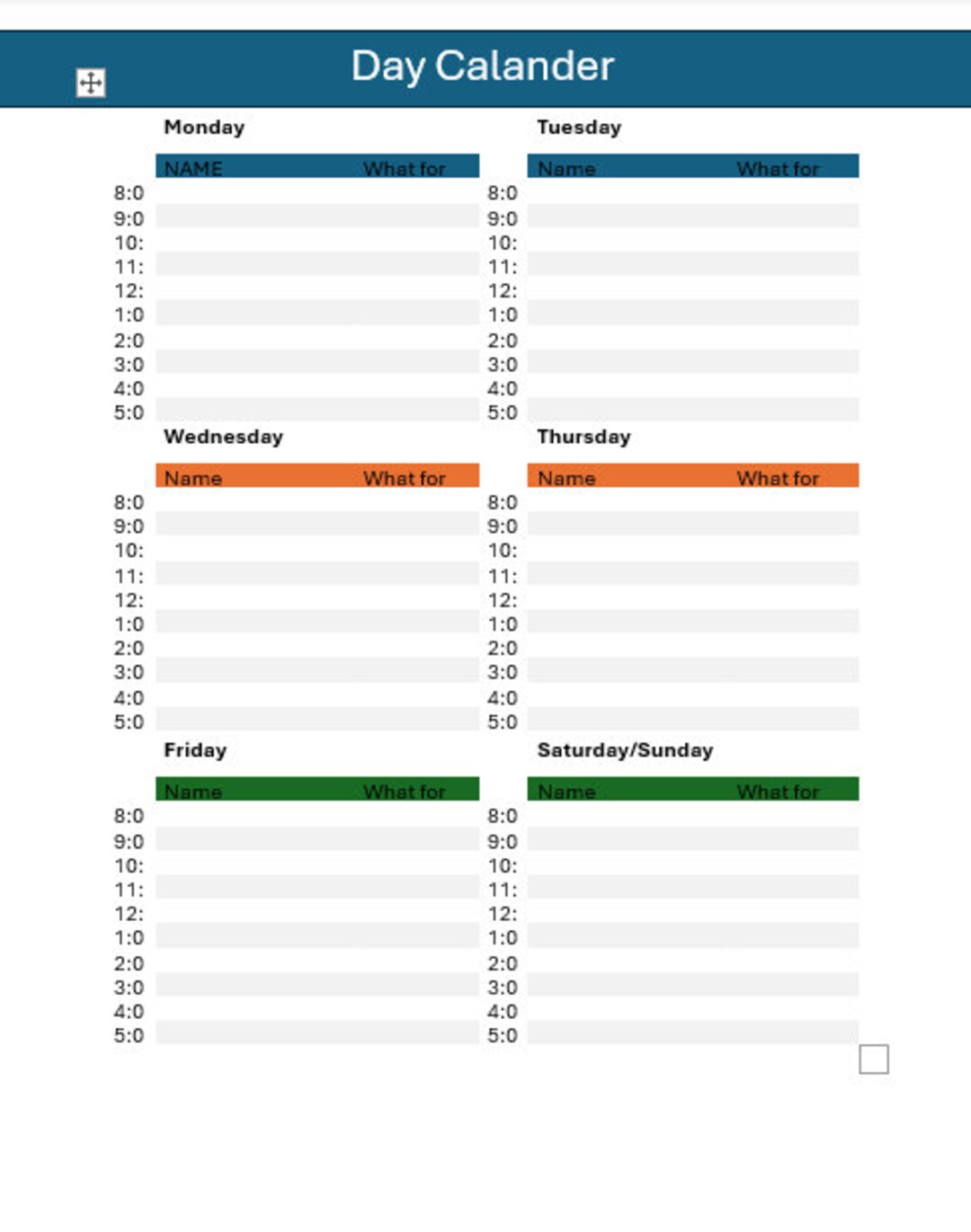 Day Calander | Tracker | Track Your Day | Schedule | Meeting Planner - Etsy