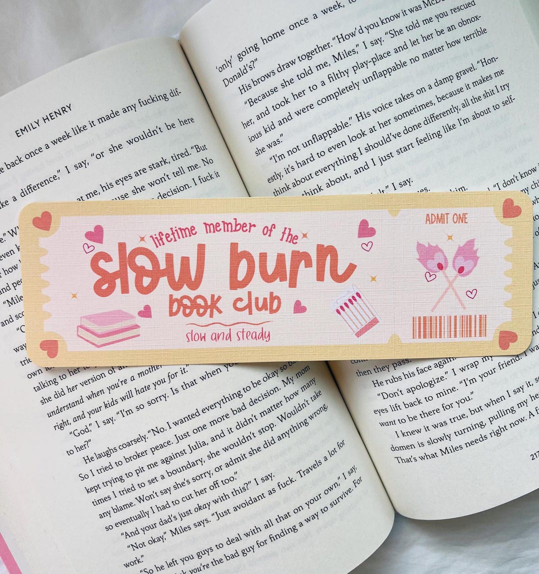 Slow Burn Book Club Ticket Bookmark | Romance | Girlie | Girly ...