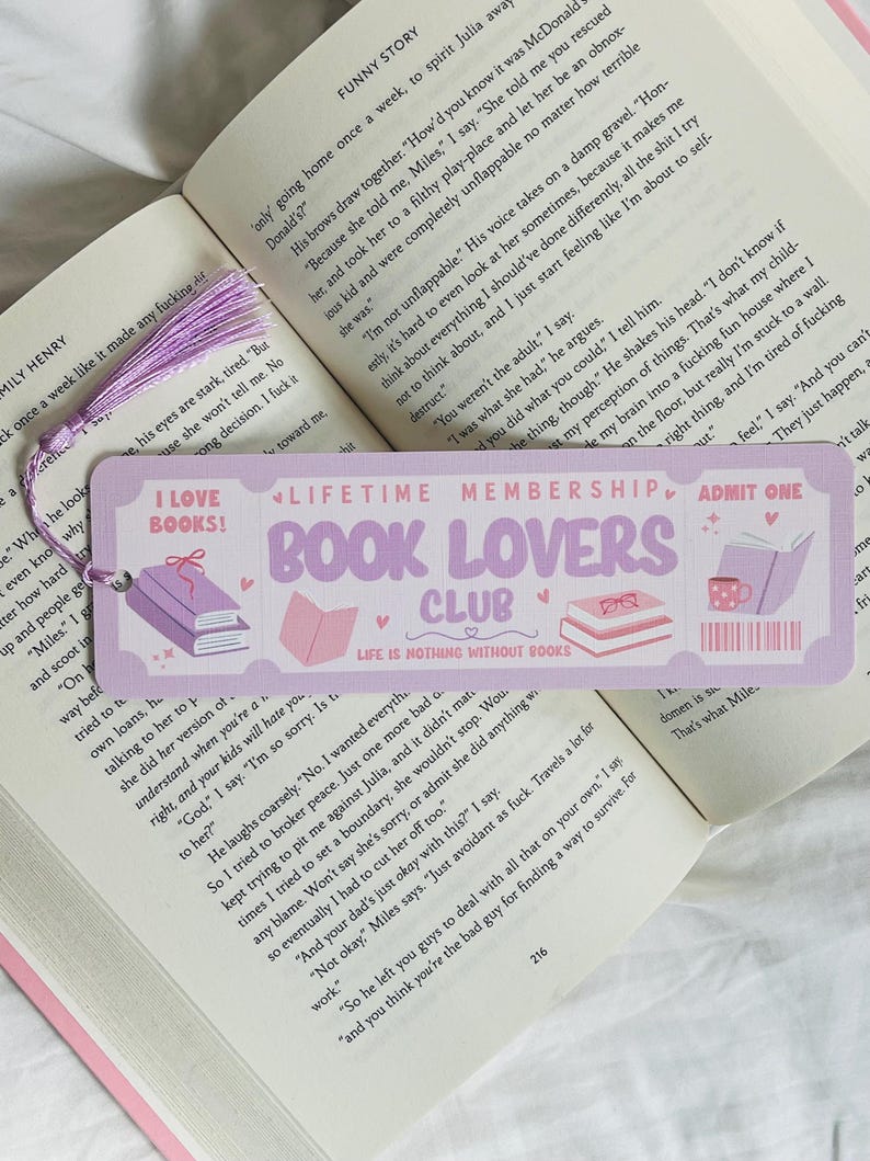 Book Lovers Club Ticket Bookmark | Girly | Girlie | Bookish - Etsy