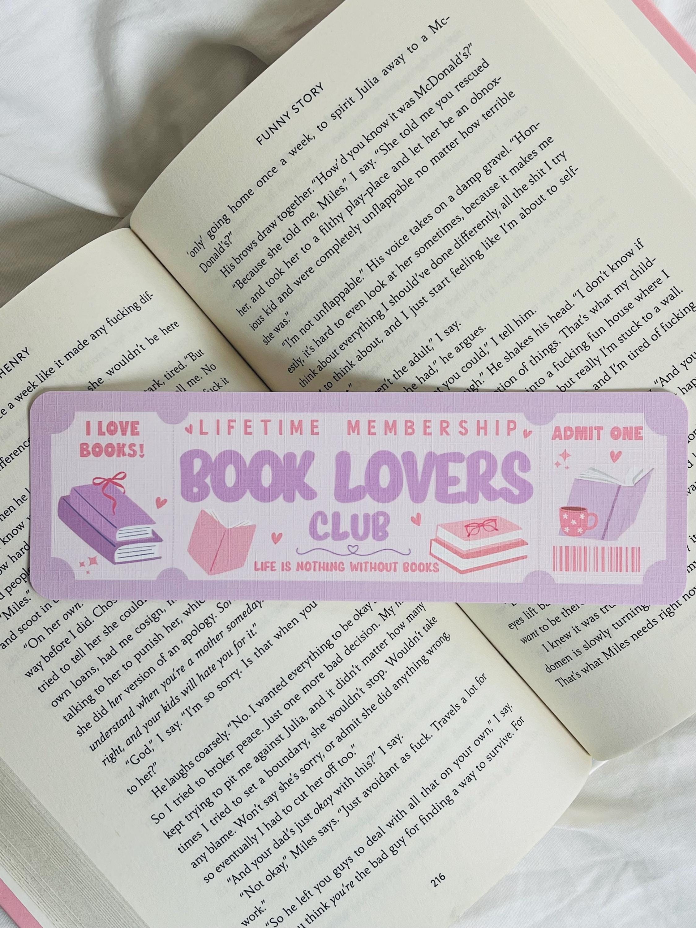 Book Lovers Club Ticket Bookmark | Girly | Girlie | Bookish - Etsy
