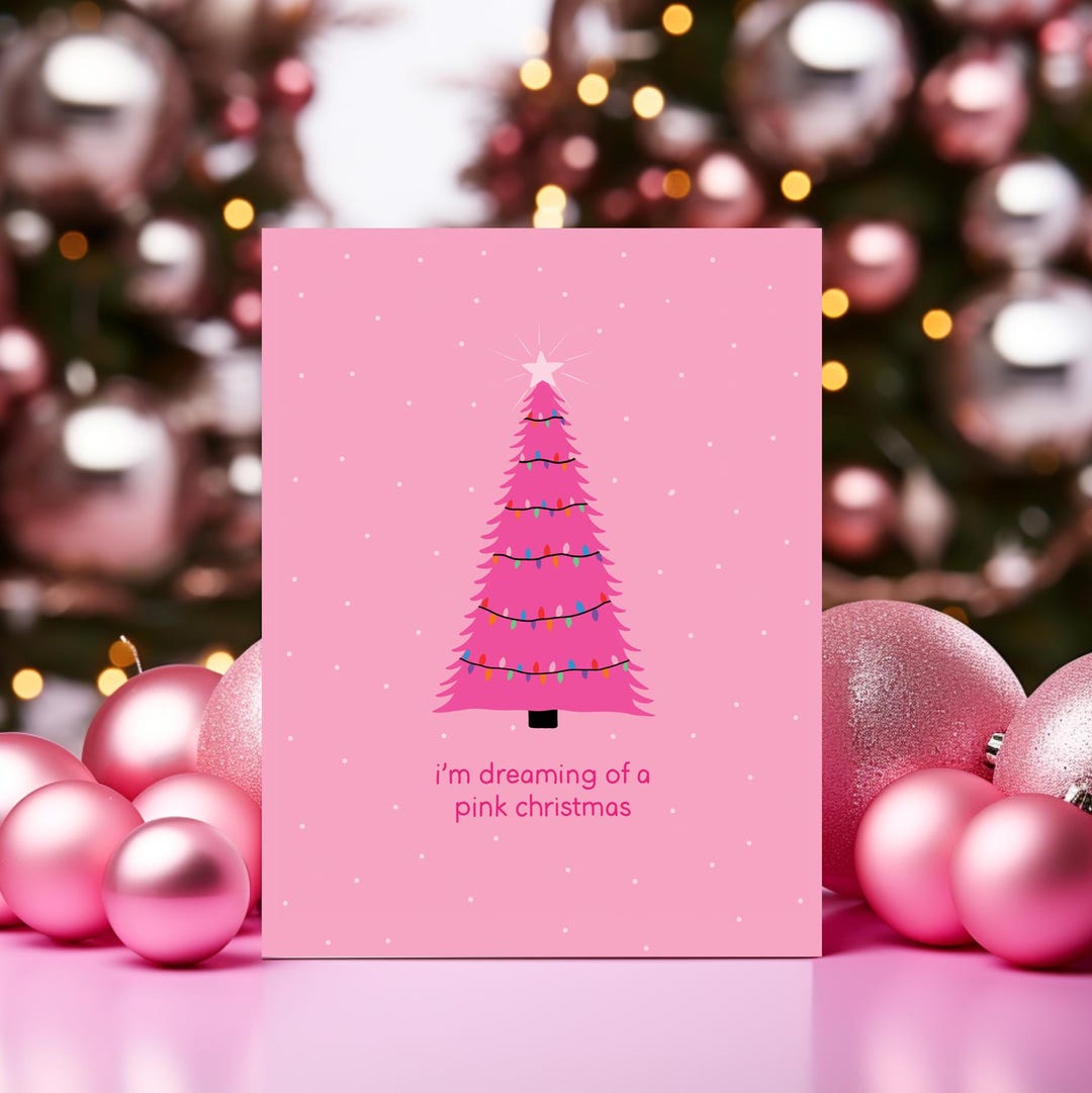 Pink Tree Christmas Card - Modern Cool Non-traditional Christmas Card I ...