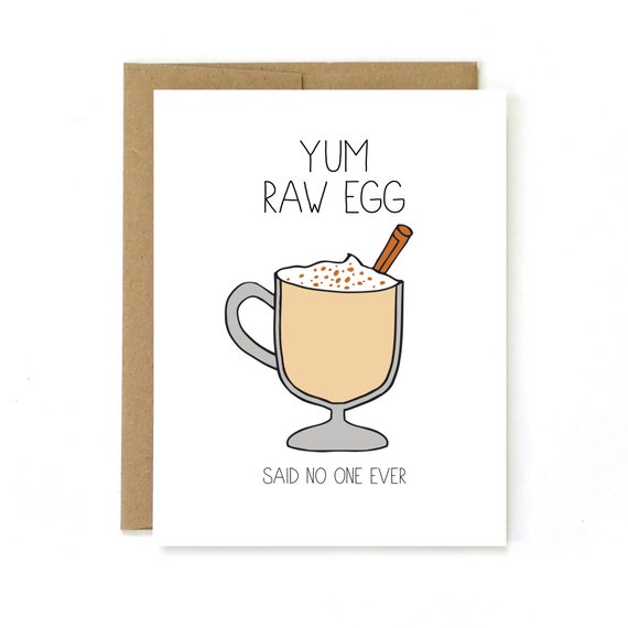 Funny Holiday Card Eggnog Christmas Card Yum Raw Egg | Etsy