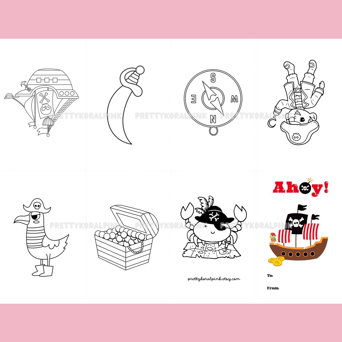 Pirates Mini Coloring Book: Printable Party Favors (PDF Download) - Etsy