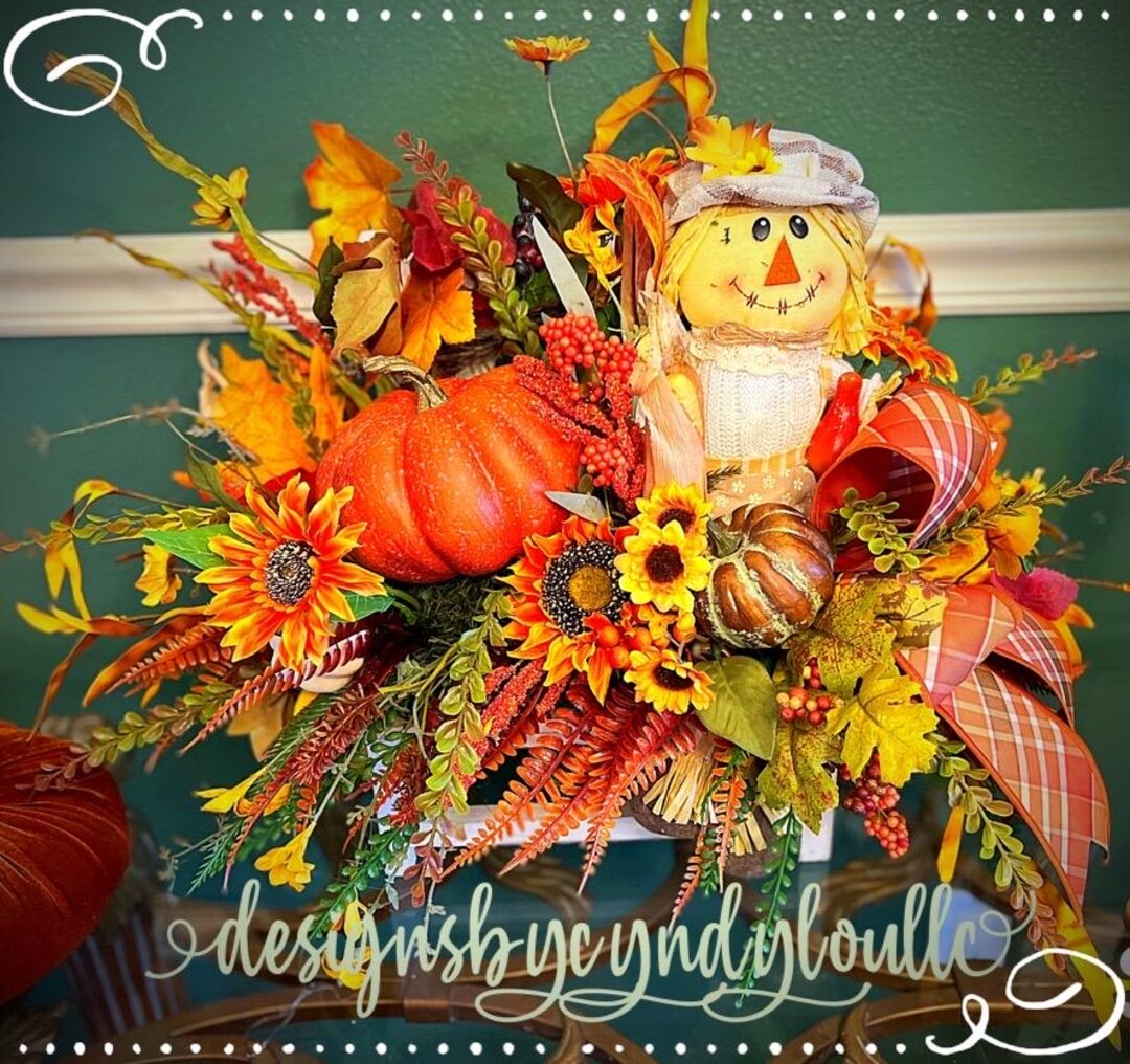 Fall Scarecrow Pumpkin Centerpiece: Autumn Harvest Table Decor - Etsy
