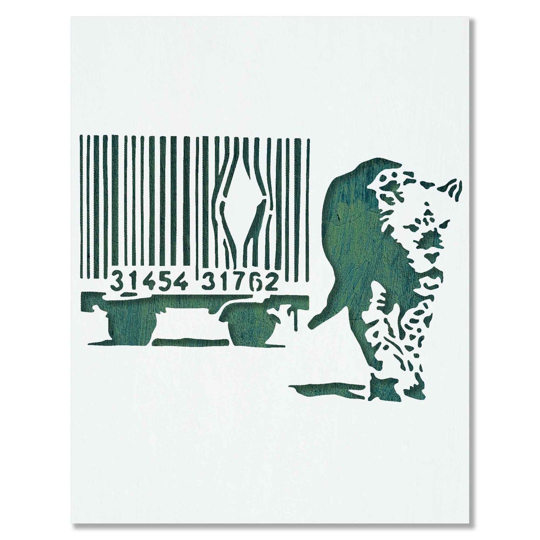 Banksy Leopard Barcode Stencil Reusable Stencil for Home Decor, Art ...