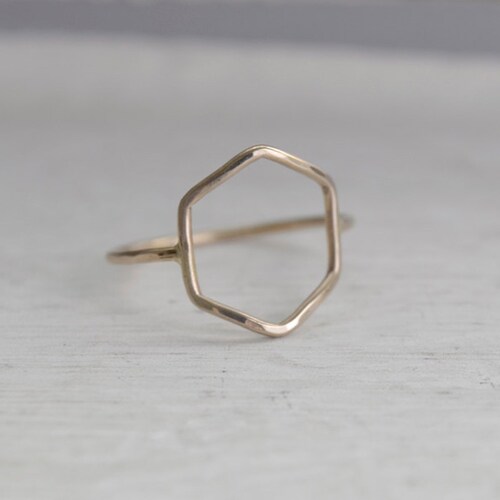 Gold Filled Hexagon Ring - Etsy