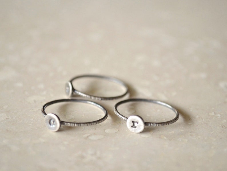 Stacked Initial Rings Sterling Silver Set of Three 3 - Etsy