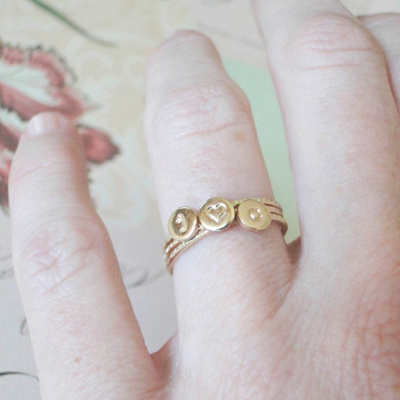 Stacking Initial Rings Gold-filled Set of Three Custom - Etsy