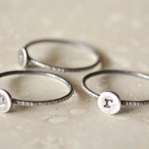 Stacked Initial Rings - Sterling Silver Set of Three (3), Silver ...