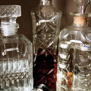 Sterling Decanter Labels - Set of Four, Sterling Silver, Liquor Labels ...