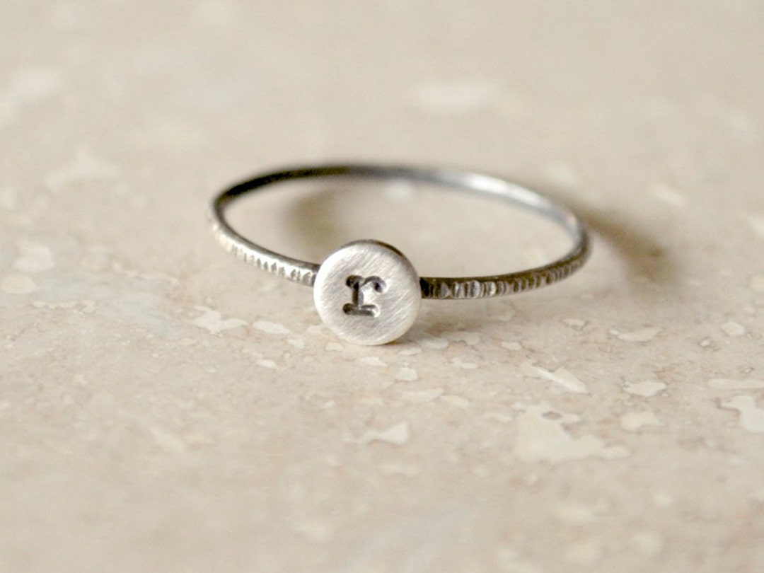 Silver Initial Ring, Custom Personalized Letter Monogram Ring - Etsy