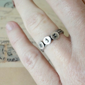 Stacked Initial Rings - Sterling Silver Set of Three (3), Silver ...