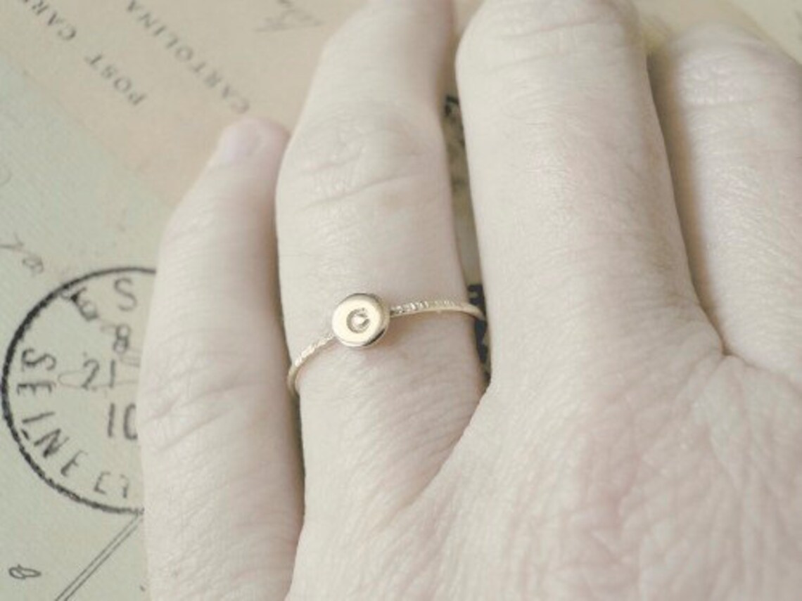 Custom Initial Ring Gold Initial Ring Personalized Stacking - Etsy