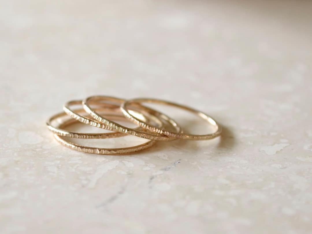 Rose Gold Stacking Rings - Set of 5 - Etsy