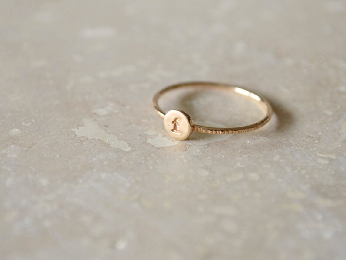 Custom Initial Ring Gold Initial Ring Personalized Stacking - Etsy