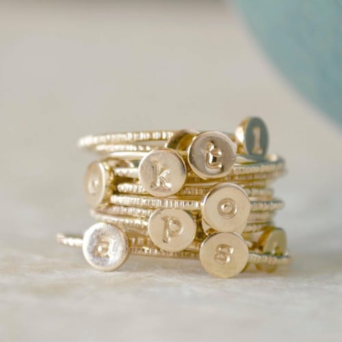 Stacking Initial Rings Gold-filled Set of Three Custom - Etsy