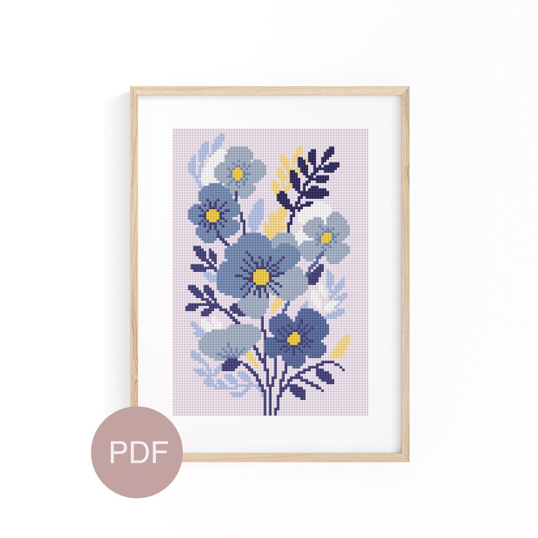 New Jersey Violet Cross Stitch Pattern: Floral PDF Chart (instant ...