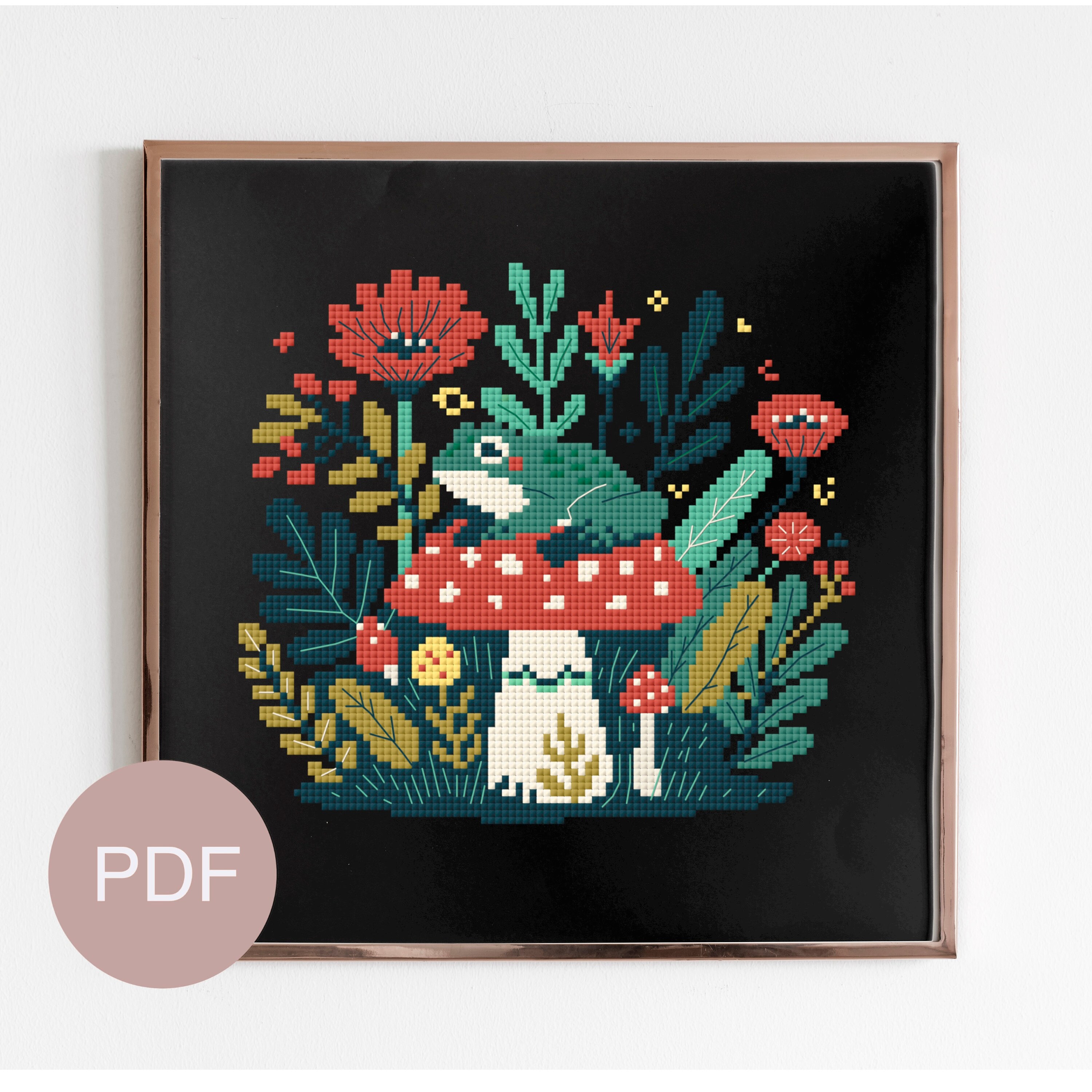 Cross Stitch Pattern Toadstool Frog Pdf Instant Download Modern Cross ...