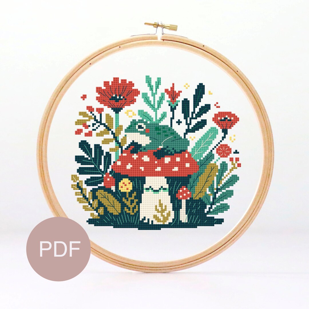 Cross Stitch Pattern Toadstool Frog | Pdf Instant Download | Modern ...