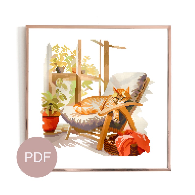 Cat Nap Cross Stitch Pattern: Watercolor Kitten (PDF Download) - Etsy