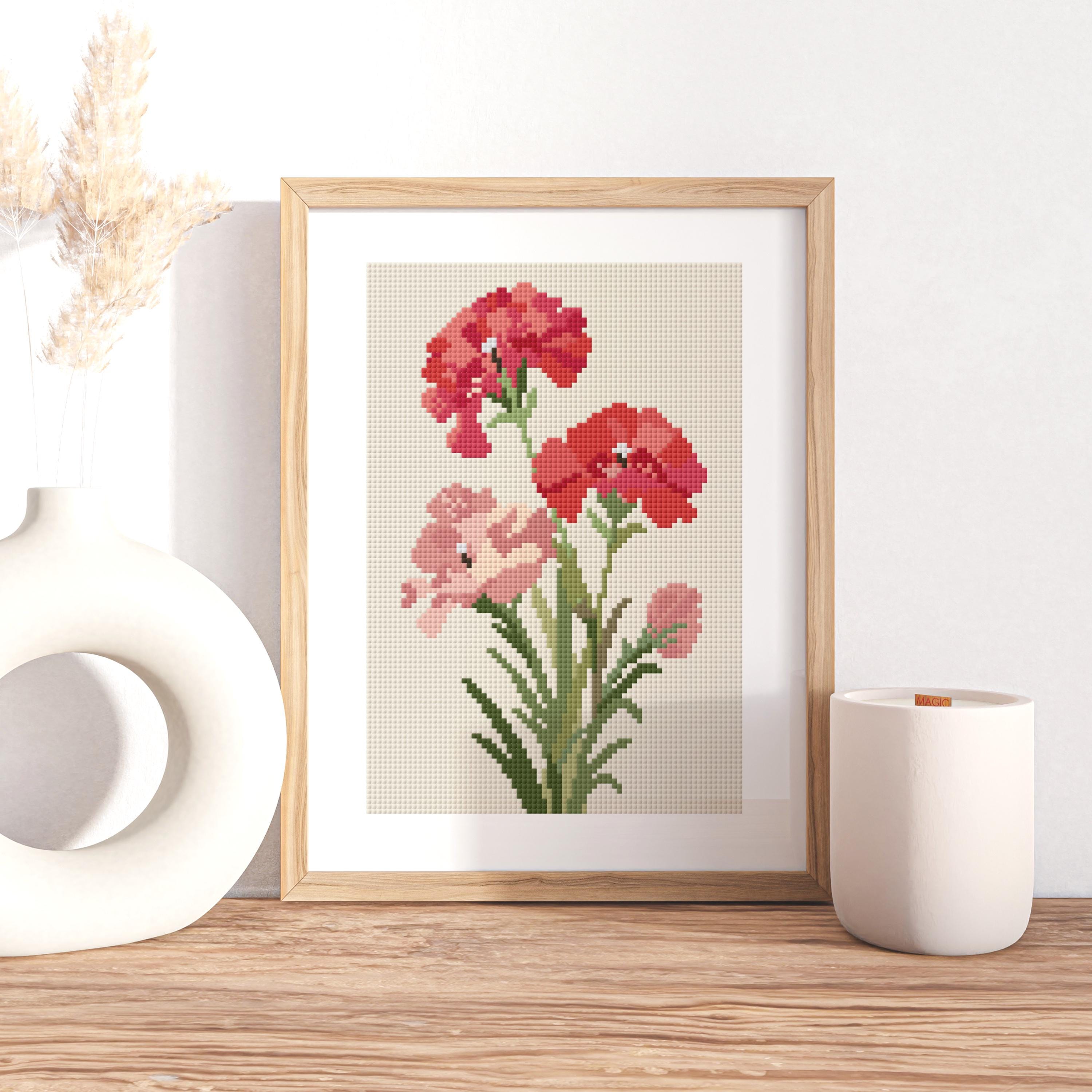 Scarlet Carnation Cross Stitch Pattern: Ohio State Flower (PDF Download ...