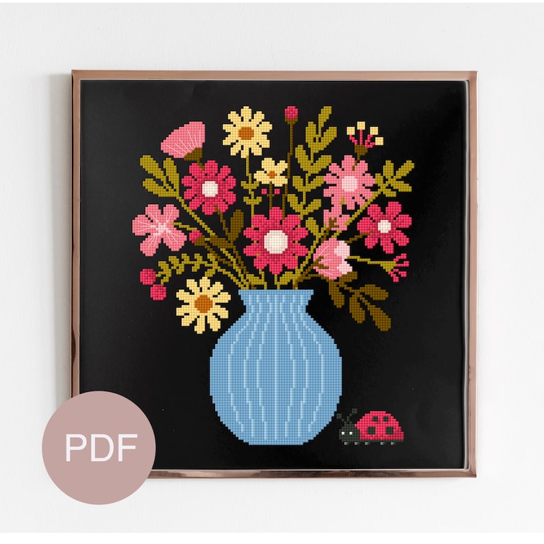 Flower Vase Cross Stitch Pattern: Modern Floral Design (PDF Pattern) - Etsy