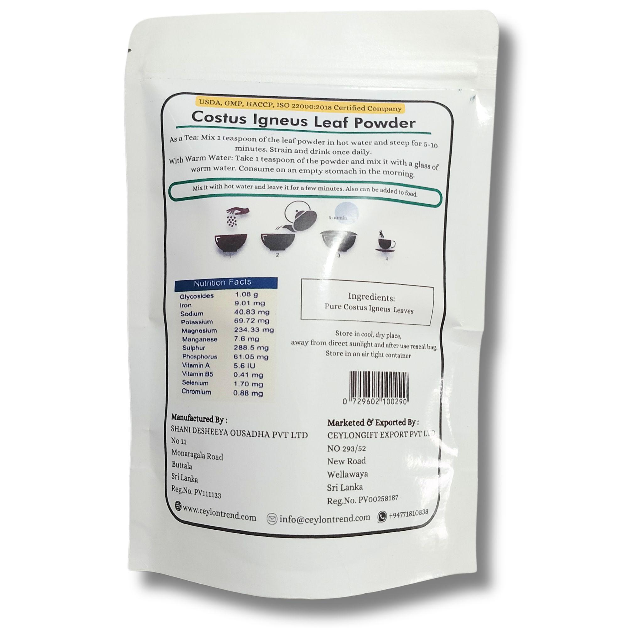 Insulin Plant Powder Pure Costus Leaf Powder costus Igneus 100% Natural ...