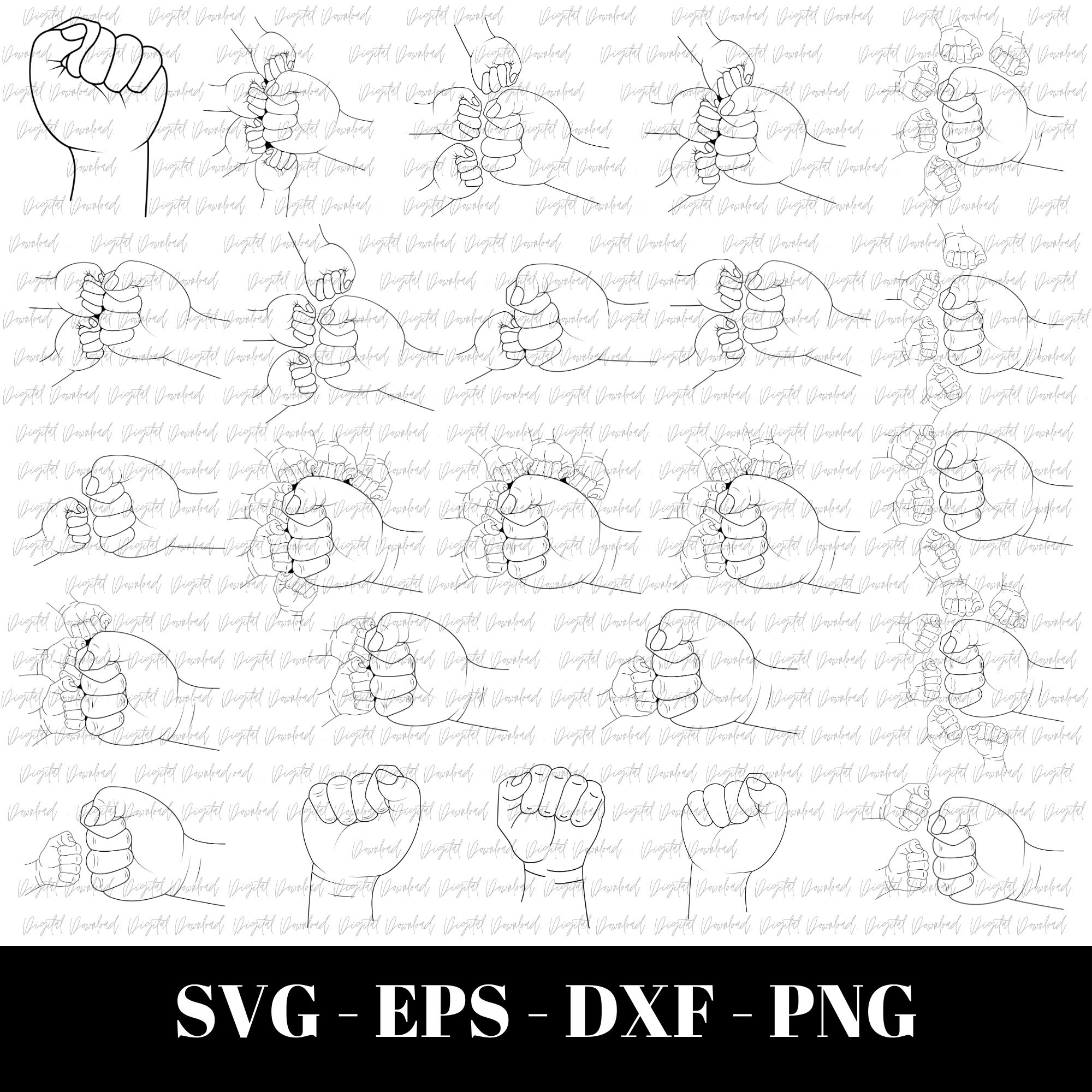 Family Fist Bump Set SVG PNG PDF Mother's Day Design, Mom Fist Bump Svg ...