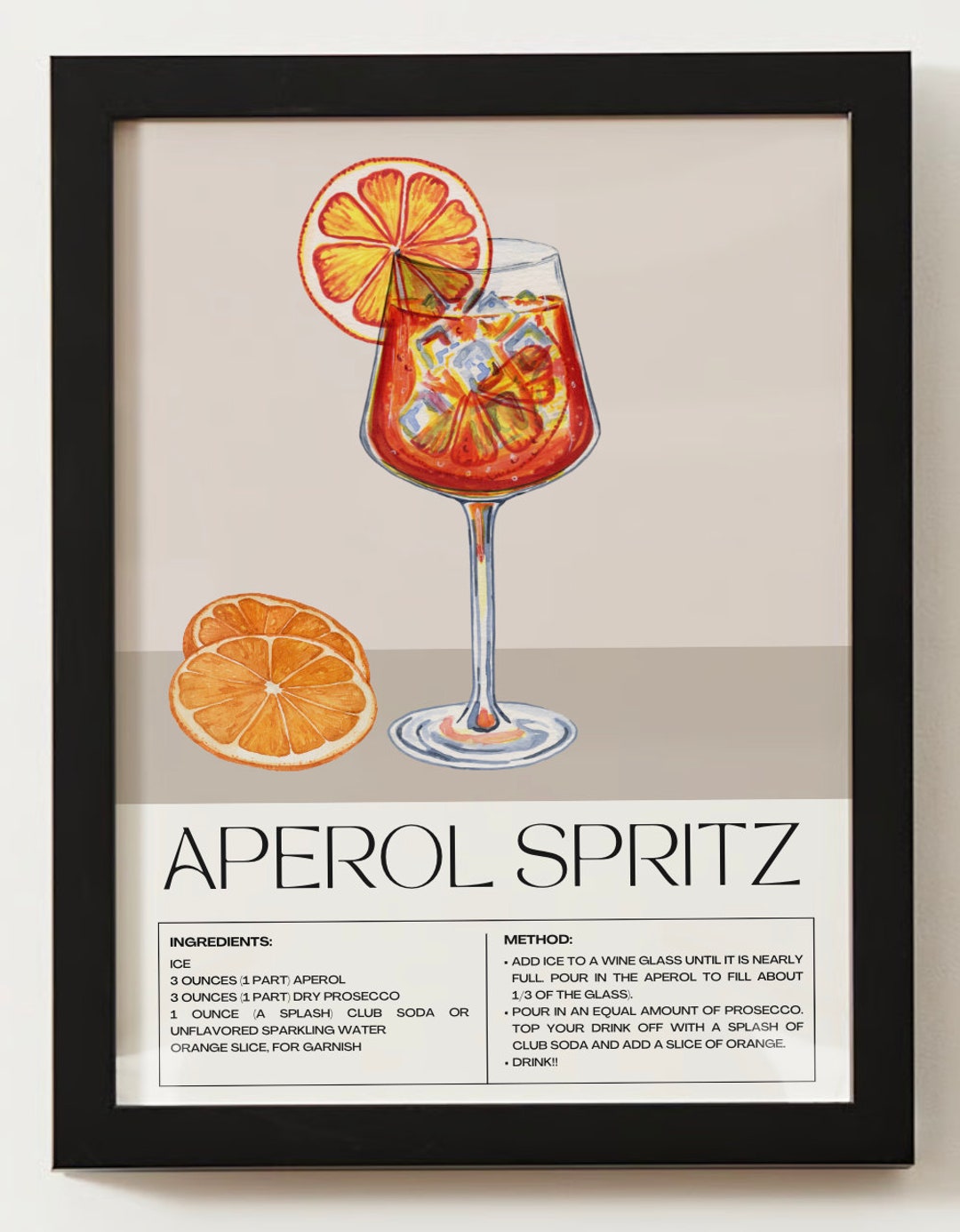 Aperol Spritz Recipe Poster – Artful Guide to Italy’s Favorite Cocktail ...