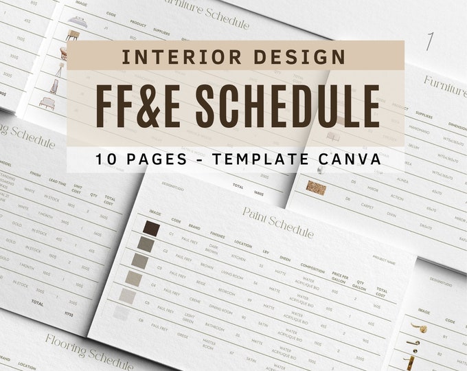 Interior Design Furniture, Fixtures and Finishes Schedule Template ...