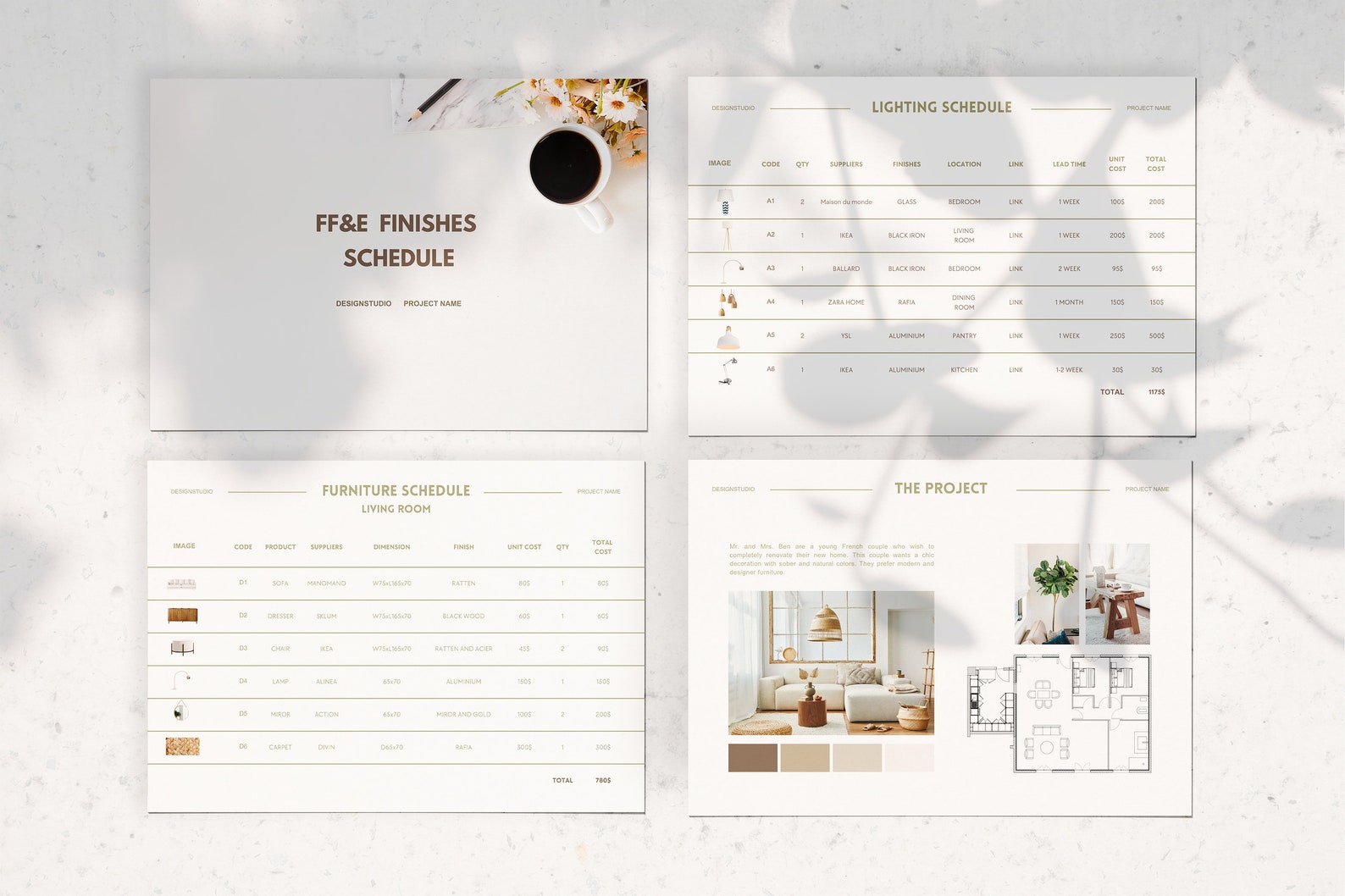 Interior Design Furniture, Moodboard and FF&E, Interior Design Template ...