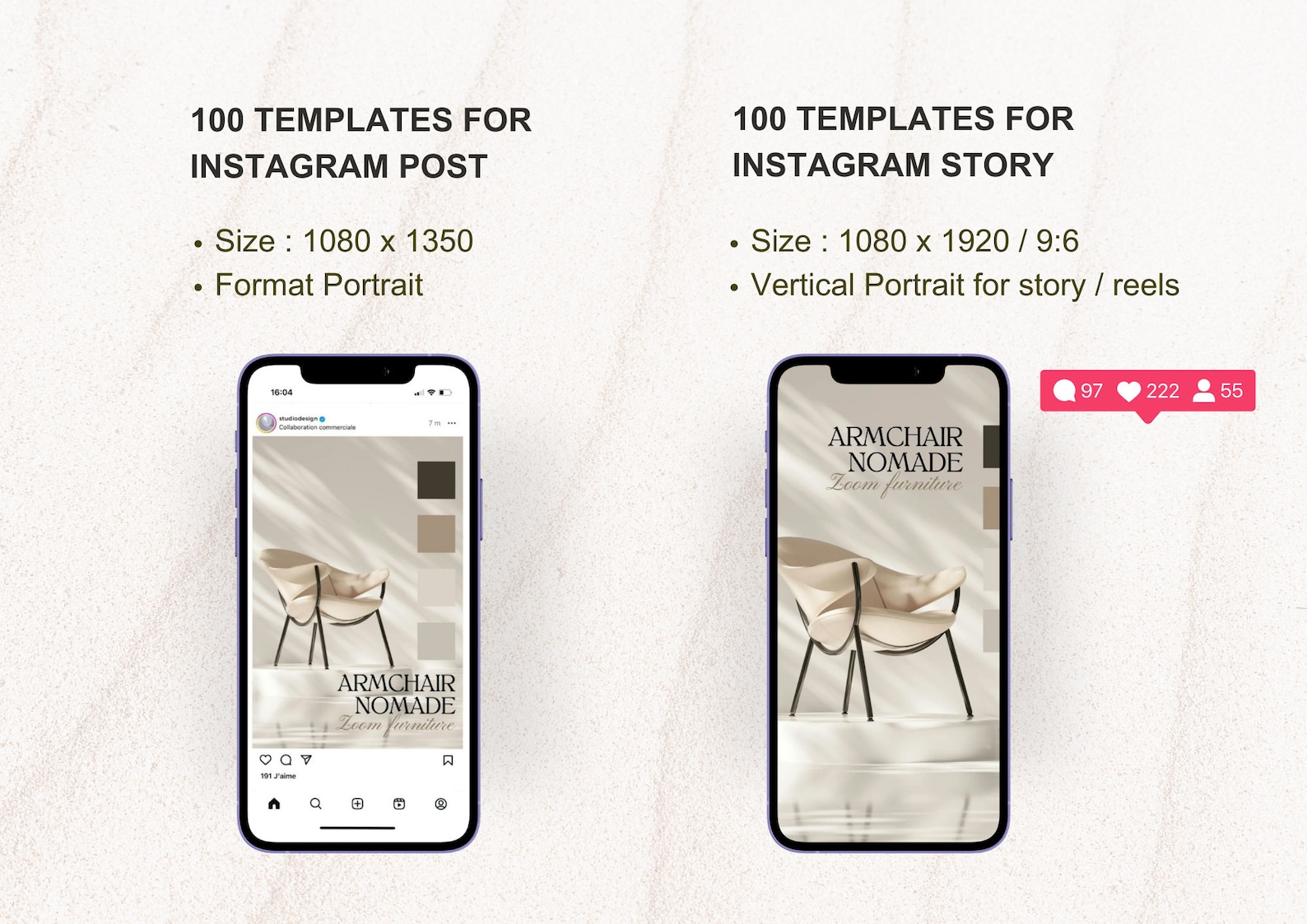Interior Design Instagram Post Templates, Interior Decoration Posts and ...